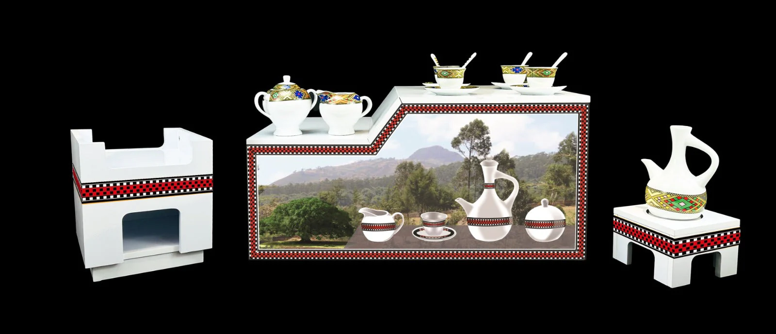 Modern Habesha Rekebot Coffee Table Set – Large Table with Single ...