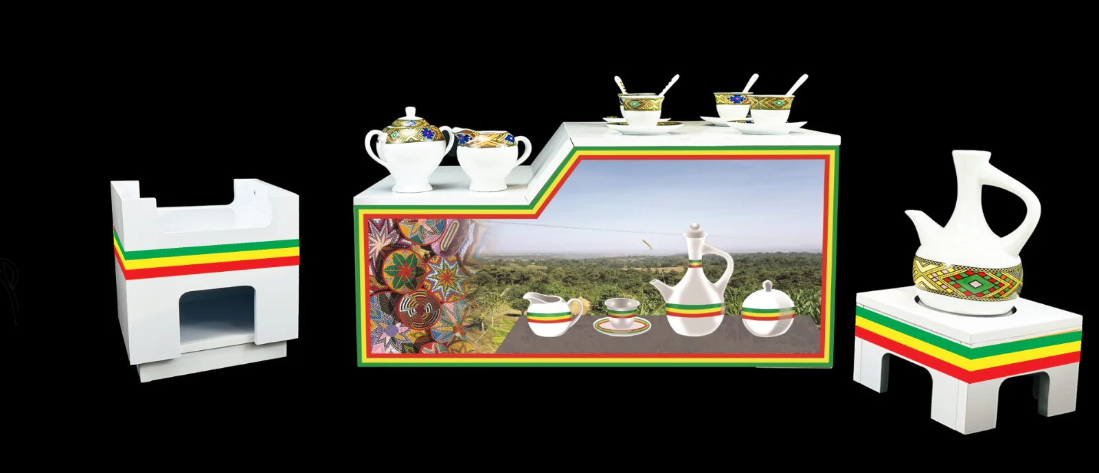 Modern Habesha Rekebot Coffee Table Set – Large Table with Single ...