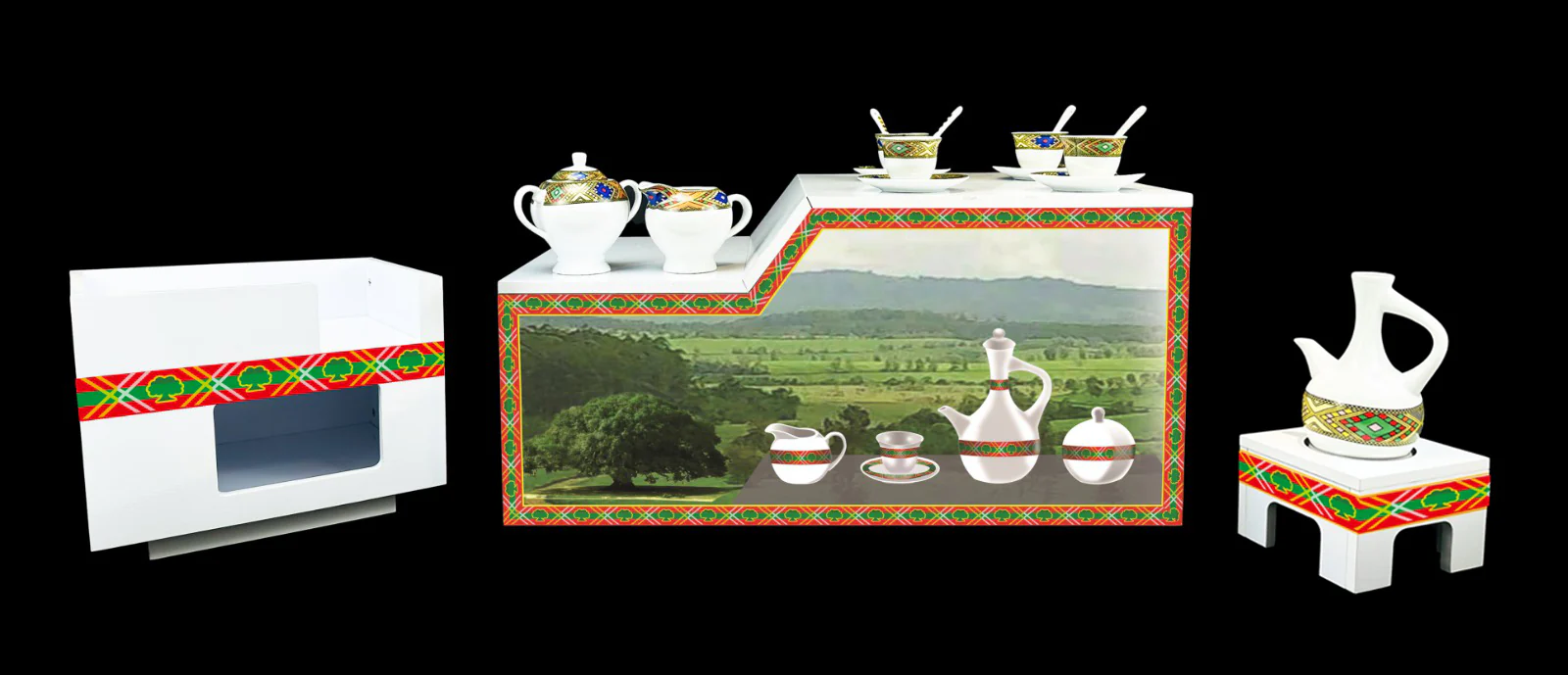 Modern Habesha Rekebot Coffee Table Set – Large Table with Gas Stove ...